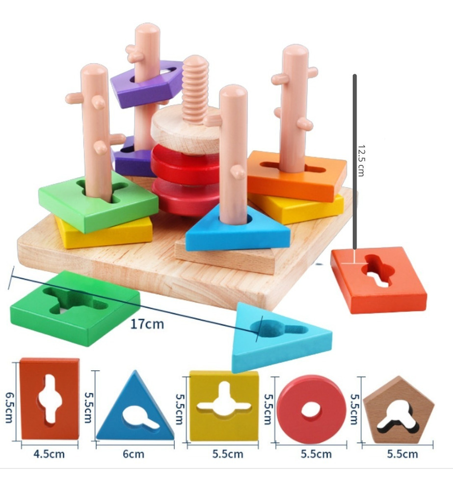 Juego De Madera Encastre Formas – 20 Piezas – Didácticos – Digamo.uy